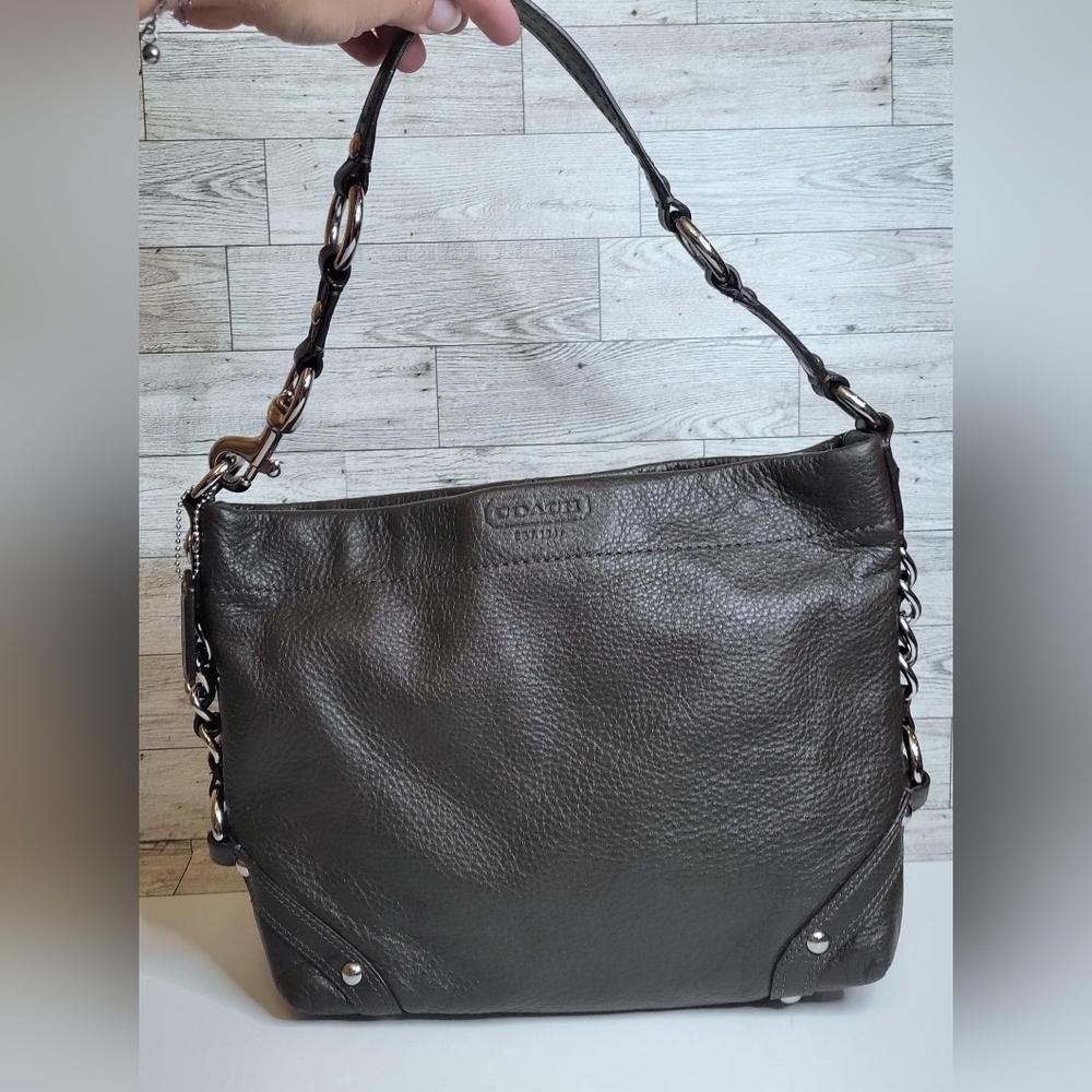 Coach Carly Pebbled Leather Grain Dark Brown Hobo Sho… - Gem